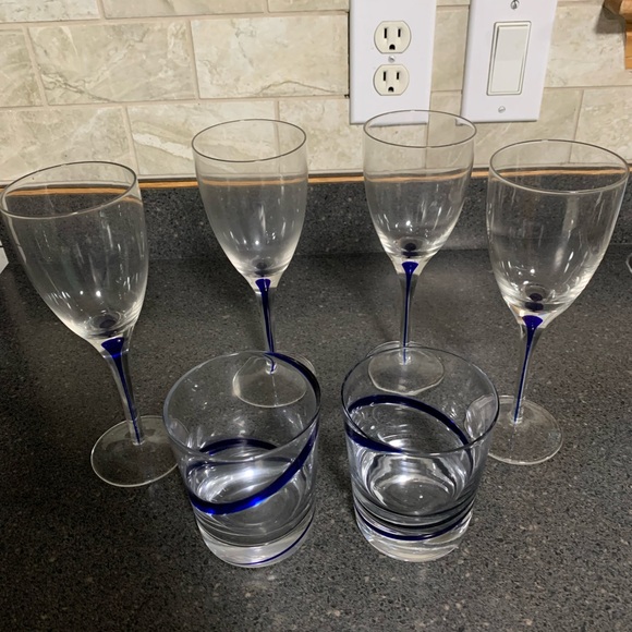 Dining | Elegant Blue Swirl Glassware Set | Poshmark